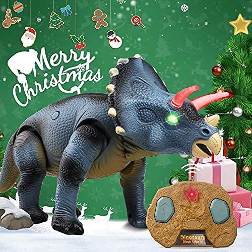 STEAM Life Walking Dinosaur Toy Triceratops Toy Robot Dinosaur Remote Control Dinosaur Toys for ...