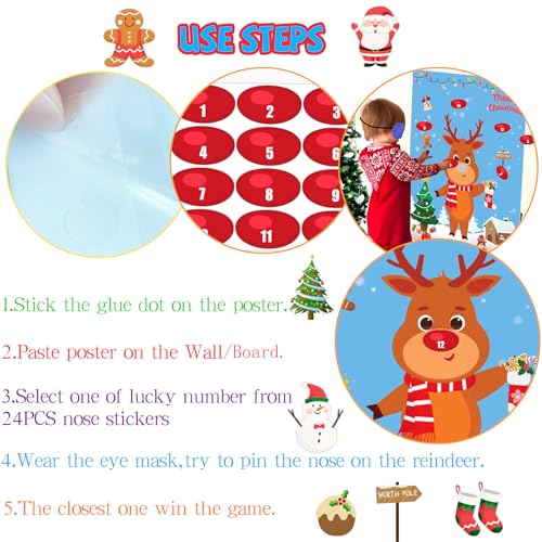 Christmas Party Games for Kids Adults Family Pin The Nose On The ...