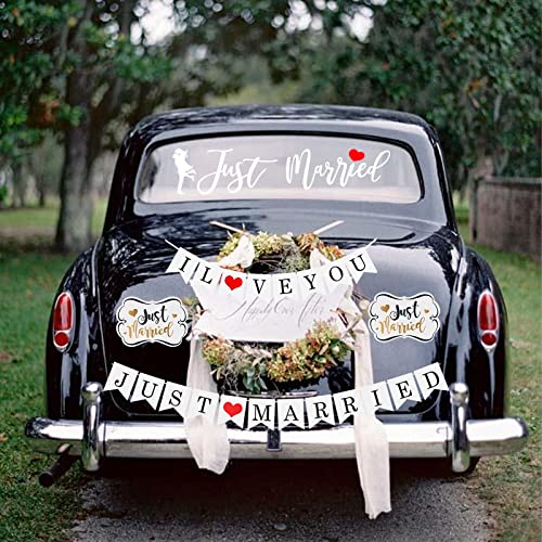 ZONFANT 5 Sets Just Married Car Decorations, Marvelous Just Married Car ...