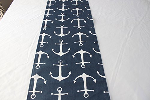 Navy blue anchor 12x48 inches table runner nautical wedding beach baby ...