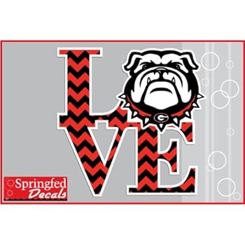 Amazon.com: Georgia Bulldogs CHEVRON STRIPED LOVE SPIKE 4" Vinyl Decal ...