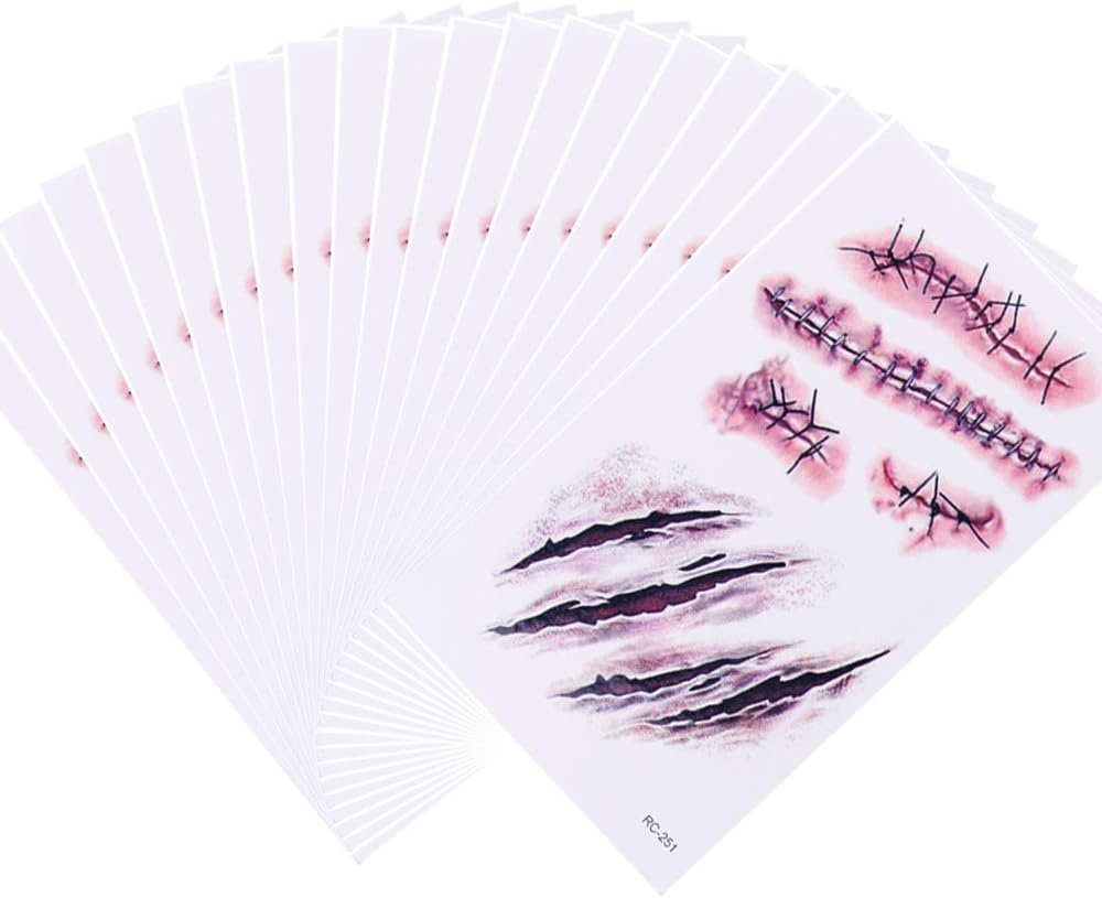 20 x Halloween Zombie Scars Tattoos Stickers with Fake Scab Blood ...