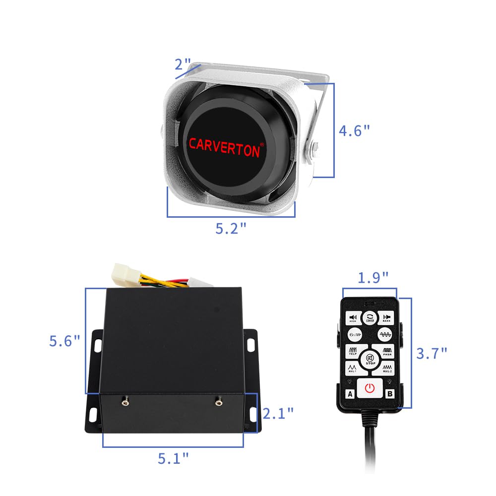 Mua CARVERTON 12V 100W Police Siren PA System [Small Portable Speaker ...