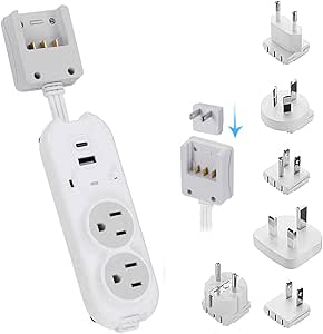 Amazon.com: Safest Travel Power Strip W/ Adapter Plug Set - Equipped ...