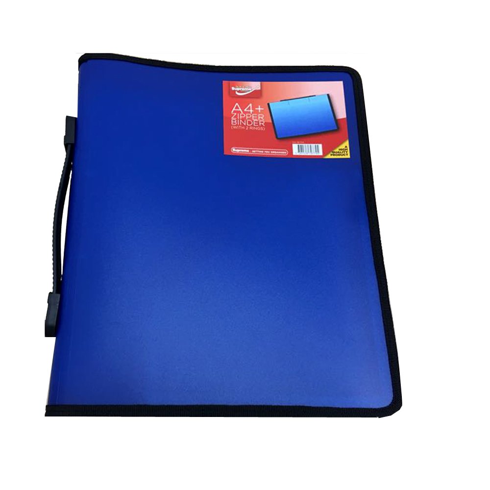 A4 Plus Zipper Binder Business Conference Ring Binder Portfolio (Blue ...