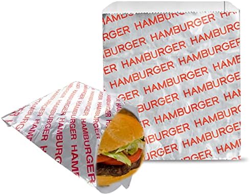 50 Pack Red Aluminum Foil Hamburger Bags – Grease-Resistant Burger ...