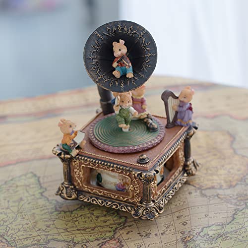 LOVE FOR YOU Gift Wrapped Music Box Vintage Mouse Record Player Musical ...