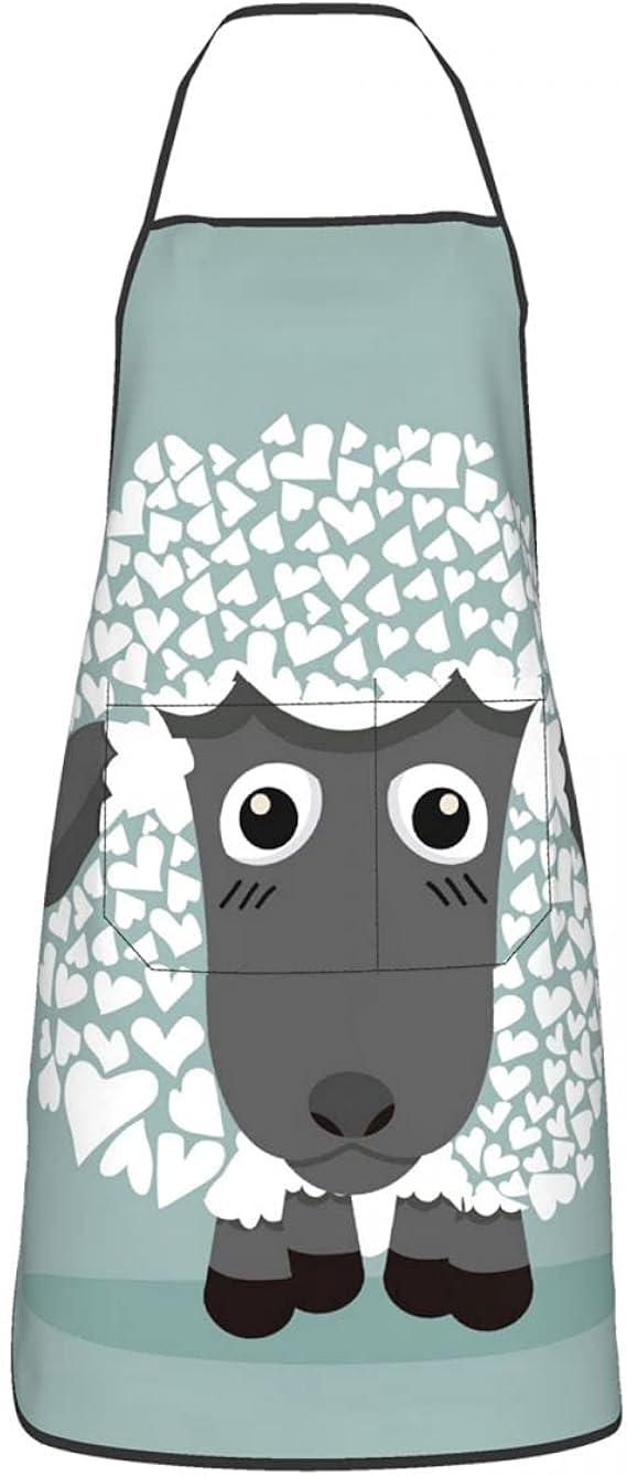Cute Sheep Adjustable Bib Apron With Pockets BBQ Cooking Kitchen Chef ...