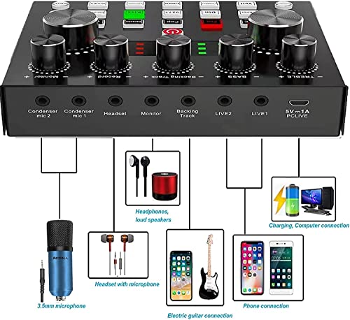 Audio Interface Mixer DJ Sound Card V8S, Remall Podcast Equipment ...