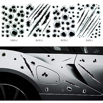 Amazon.com: 3 Sets of Bullet Hole Stickers - Total of 36 Different ...