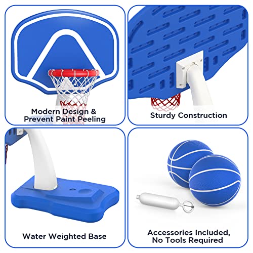Pool Basketball Hoop, Swimming Pool Basketball Hoop Poolside Set with 2 ...