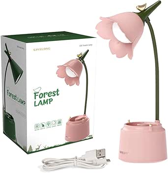 Pink Desk Lamp, Cute Lamp for Kid, Rechargeable LED Lamp with USB ...