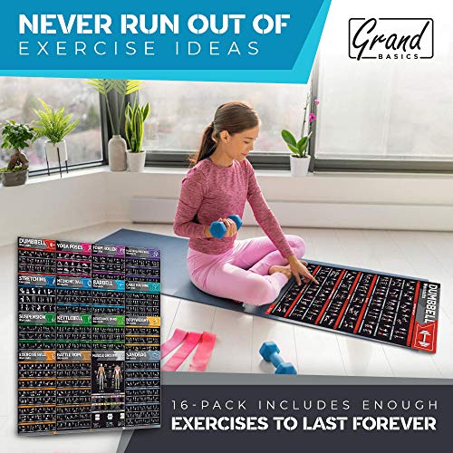 16-Pack Laminated Large Workout Poster Set - Perfect Workout Posters ...