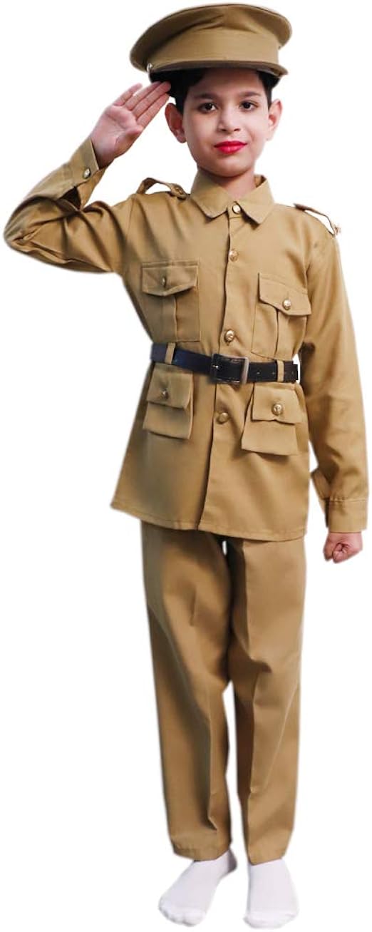 Buy ITSMYCOSTUME Indian Police Inspector Khaki Brown Pant & Shirt & Cap ...