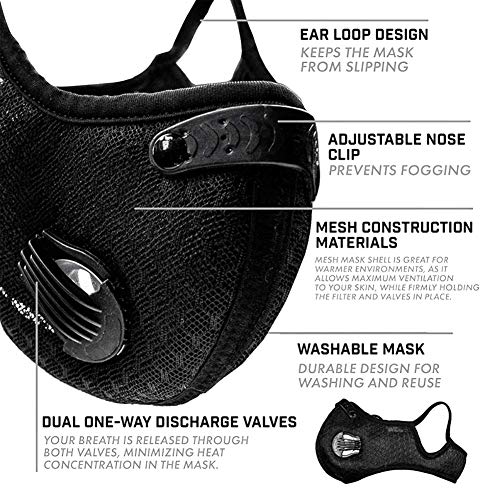 WISREMT Cycling Face Mask, Nylon Spandex Activated Carbon Windproof ...