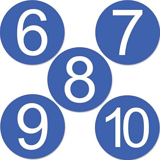 Amazon.com : dealzEpic - Large Blue Number Stickers 6 to 10 - Round ...