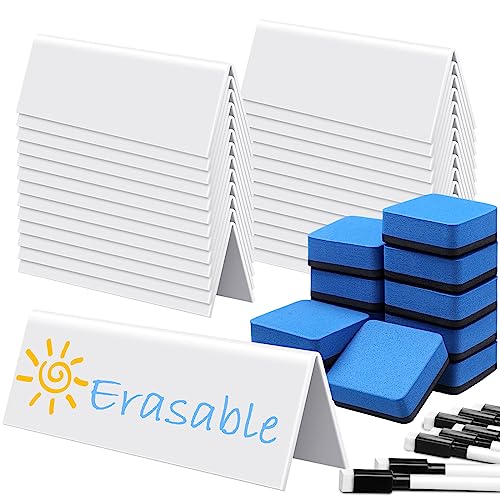Seajan Reusable Name Tent Cards with Black Dry Erase Markers and Eraser ...
