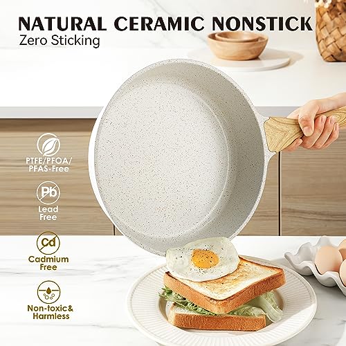 SENSARTE Nonstick Ceramic Cookware Set 13-Piece, Healthy Pots and Pans Set, Non-toxic Kitchen ...