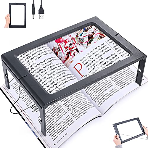 Large 3X Full Page Magnifying Glass with 12 LED Lights, Reading ...