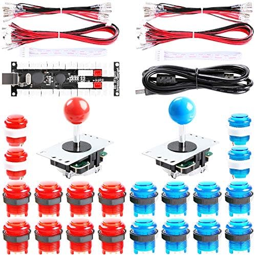 Easyget 2-Player DIY Arcade Kit Zero Delay 2-Player USB Encoder + 2X ...