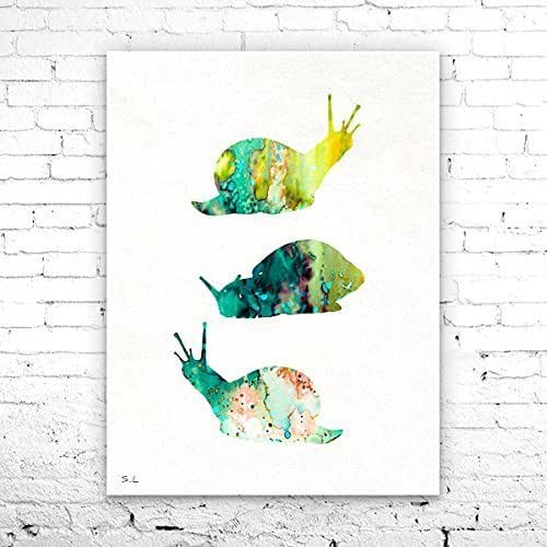 Amazon.com: Snail Watercolor Print,Fine Art Print,Children's Wall Art ...