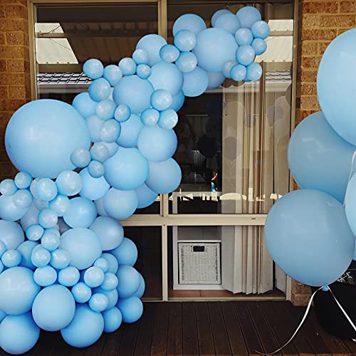 106pcs Baby Blue Balloon Garland Arch Kit 5” 10” 12” 18 inch Pastel Light Blue Latex Party ...