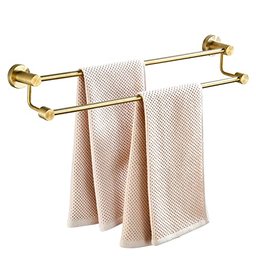 BATHSIR Brushed Gold Towel Rack, 24 Inch Double Towel Bars Wall Mount ...