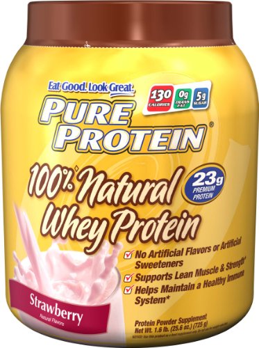Pure Protein Whey, Strawberry, 1.6 Pounds
