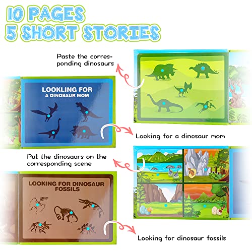 HangLei Toys Montessori Busy Book for Kids, Dinosaur Theme Quiet Book ...