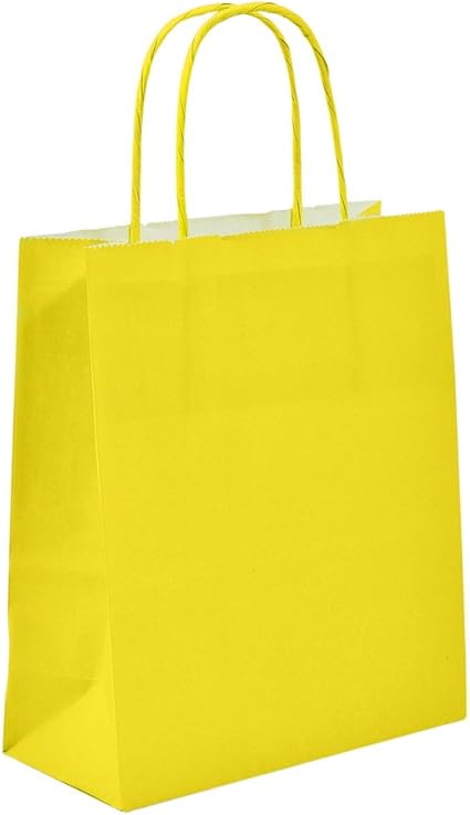 200 X Yellow Paper Gift Carrier Bags With Twisted Handles 18cm X 22cm 200-x-yellow-paper-gift-carrier-bags-with-twisted-handles-18cm-x-22cm