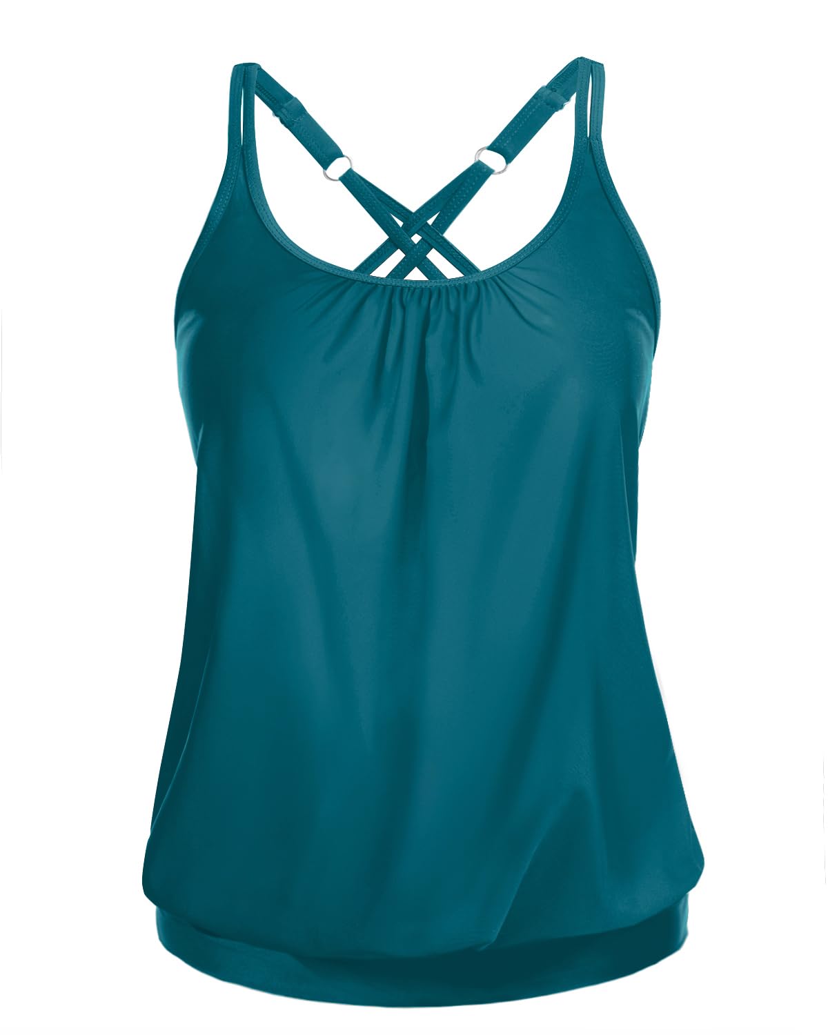 Yonique Blouson Tankini Tops for Women Swimwear Top Only Modest Tankini ...