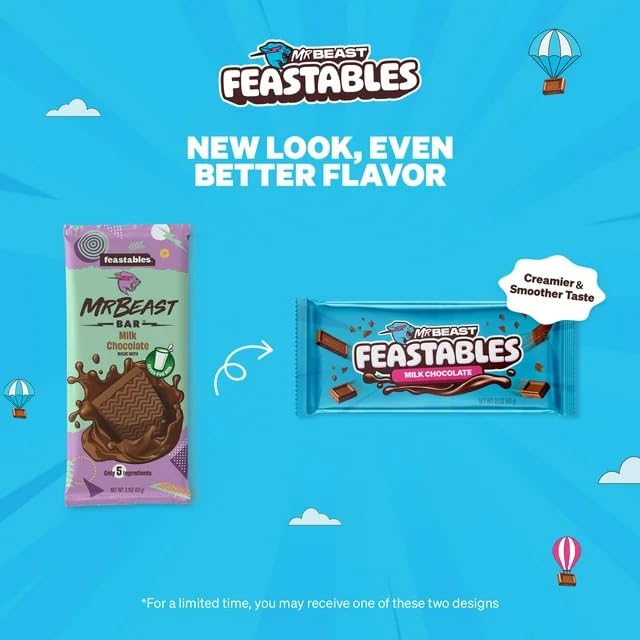 Feastables Milk Chocolate Beast Chocolate Bars Bundle, New Formula ...