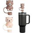 Amazon.com: Straw Cover Cap for Stanley Cup,Silicone Bear Straw Toppers ...