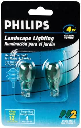 Philips Landscape Lighting 4-Watt T5 12-Volt Wedge Base, Green 2 Pack ...