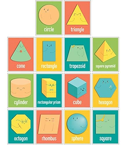 Carson Dellosa 14-Piece 2D and 3D Shapes Poster Set for Classroom Decor ...