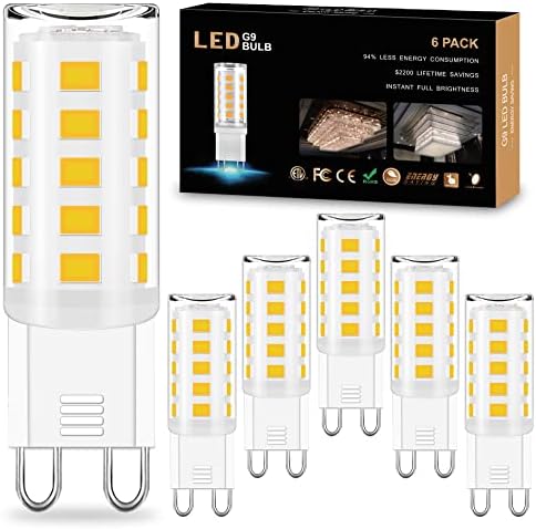 comzler G9 LED Bulb 3000K Warm White, 40 Watt Halogen Equivalent G9 Light Bulb, G9 Bi Pin Base ...