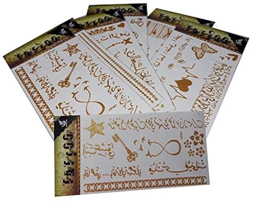 12 Sheets Temporary Self Adhesive Transfer Arabic Arabian Tattoo ...
