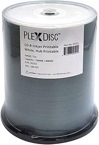 Amazon.com: PlexDisc 95252 CD-R 700MB 52X White Inkjet Hub Printable ...