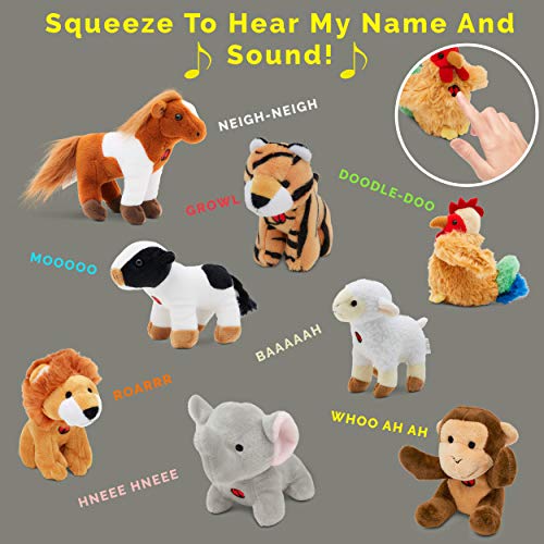 Talking Plush Animal Toys Set with Sound (Set of 8) | Jungle & Farm ...