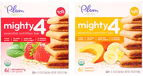 Plum Organics Tots Mighty 4 Essential Nutrition Bar Variety Bundle: (1 ...