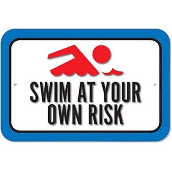 Amazon.com: Swim At Your Own Risk 9" x 6" Metal Sign: Office Products