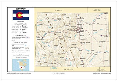 13x19 Colorado General Reference Wall Map - Anchor Maps USA - Want It All