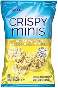 QUAKER CRISPY MINIS Gluten-Free Butter Popcorn Flavour Rice Chips, 100 ...