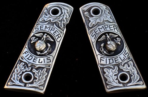 Buy Pewter 1911 Gun Grips USMC Marine Corps Eagle Semper Fidelis ...