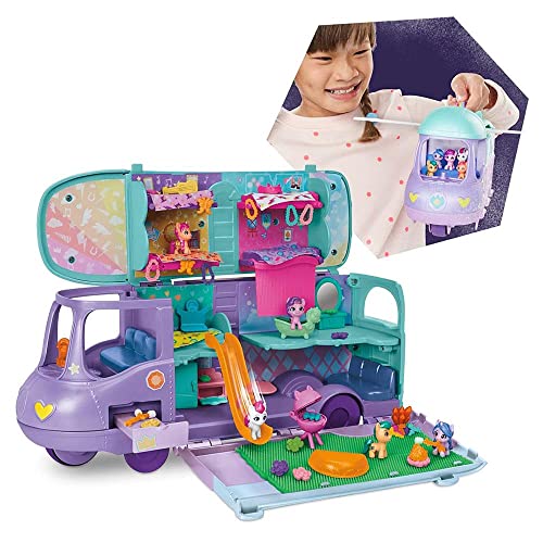 My Little Pony Playset Mini World Magic Mare Stream, Buildable Trailer Camper Van, Mini Toys For ...