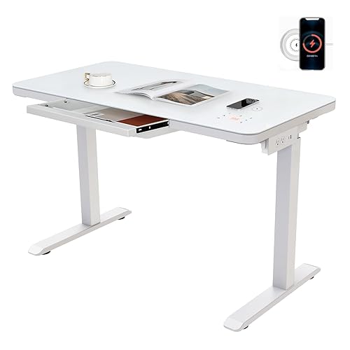 AIMEZO Electric Standing Desk with Drawer, Adjustable Height Sit Stand ...