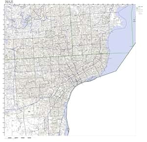 Amazon.com: Detroit, MI ZIP Code Map Laminated: Home & Kitchen