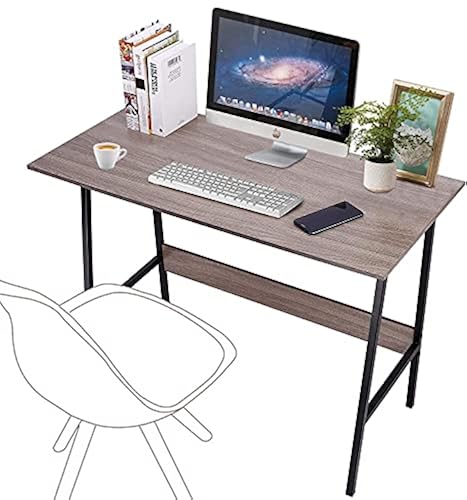 Computer Desk with Trapezoidal Structure & Wood Block Support, Student ...