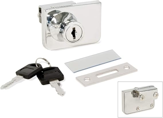 Double Glass Door Lock for Cabinet Hinged Doors No Drilling 2 Keys ...
