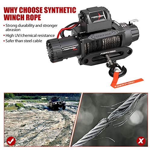 FieryRed Electric Winch - 13000 lb. Load Capacity Synthetic Rope ...